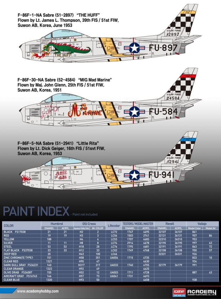 ACADEMY 12546 - 1:72 F-86F Korean War - Sklep Modelarski Exito
